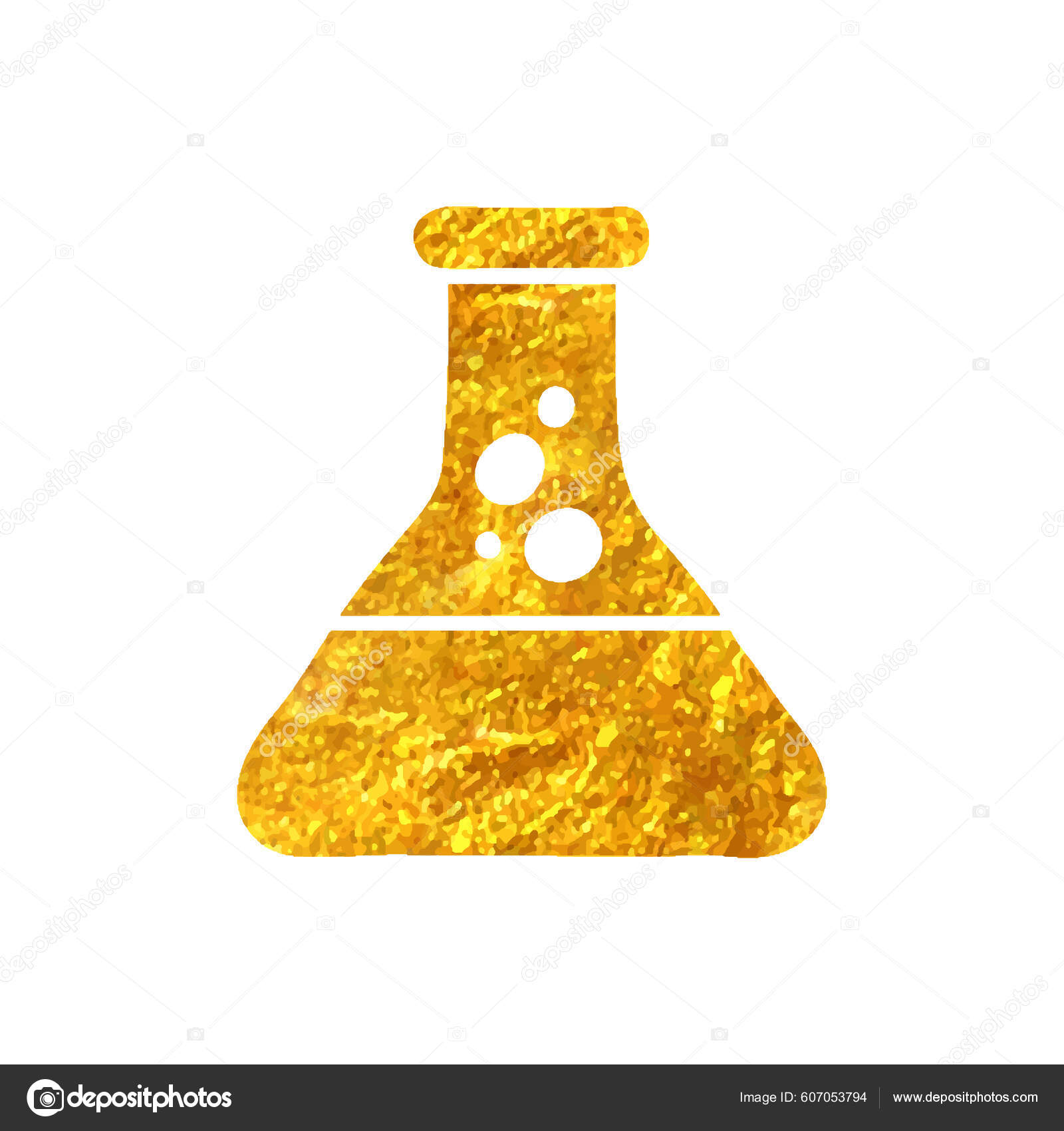 Hand Drawn Beaker Icon Gold Foil Texture Vector Illustration Stock ...