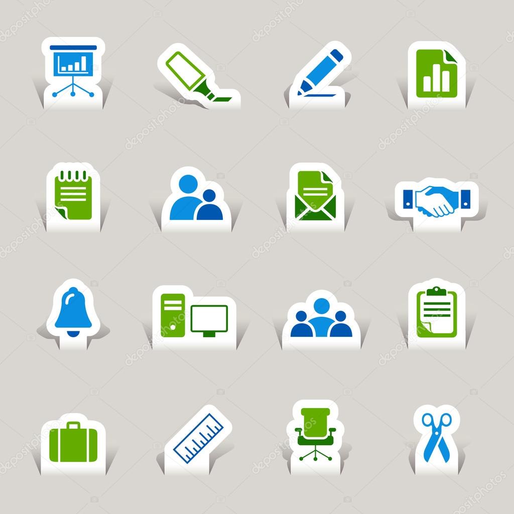 Papercut - Office and Business icons Stock Vector Image by ...