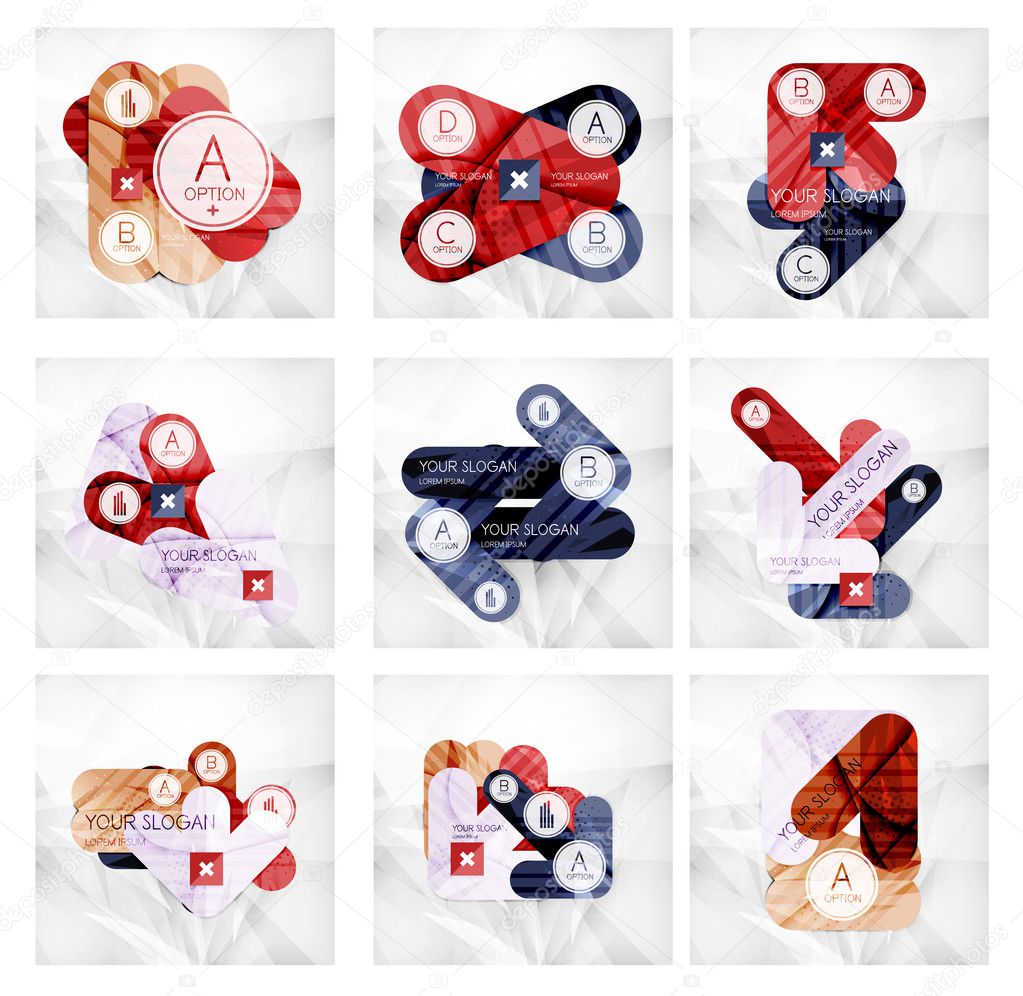 Collection of 9 arrow infographic layouts Stock Vector by ©akomov 49800885