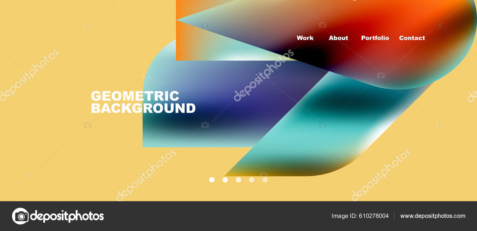 Glassmorphism Landing Page Background Template Colorful Glass Shapes ...