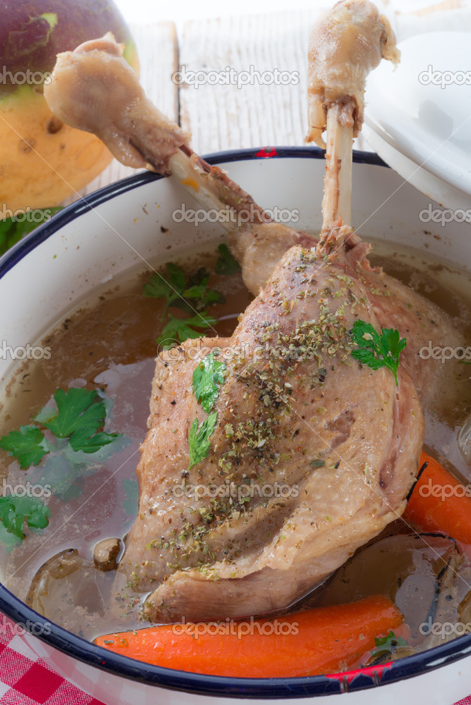 Goose - soup with red wine and thyme Stock Photo by ©dar19.30 39002045