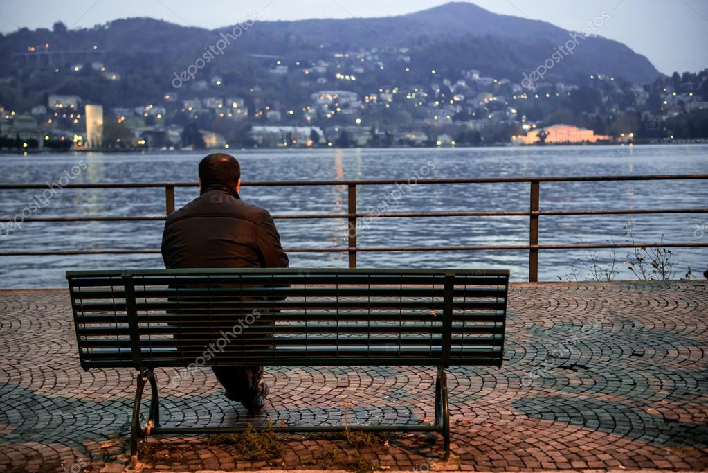 Lonely Man On Bench