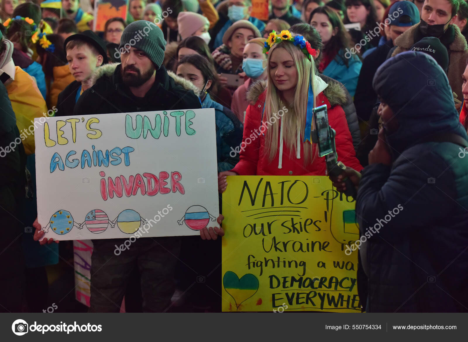 New York City Usa March 2022 Ukrainian Citizens Protests Times — Free ...