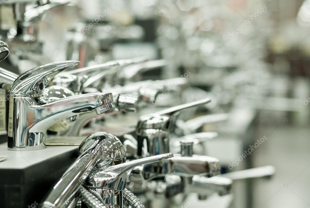 A set of sanitary taps and shower heads — Stock Photo © rosipro #37103091