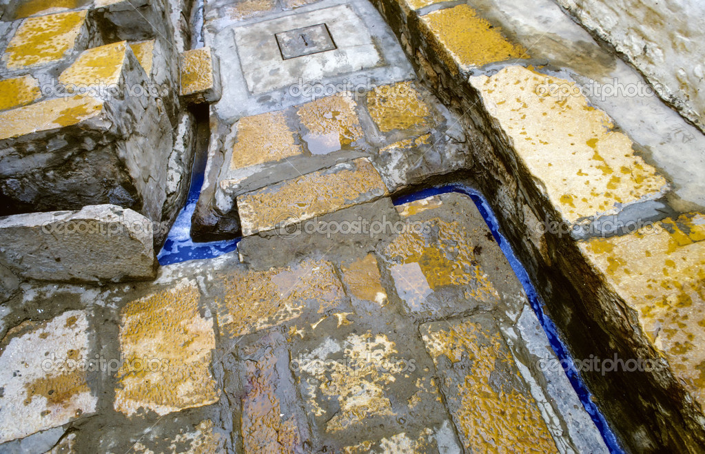 Open canalization system in jaisalmer, India with blue water fro Stock ...