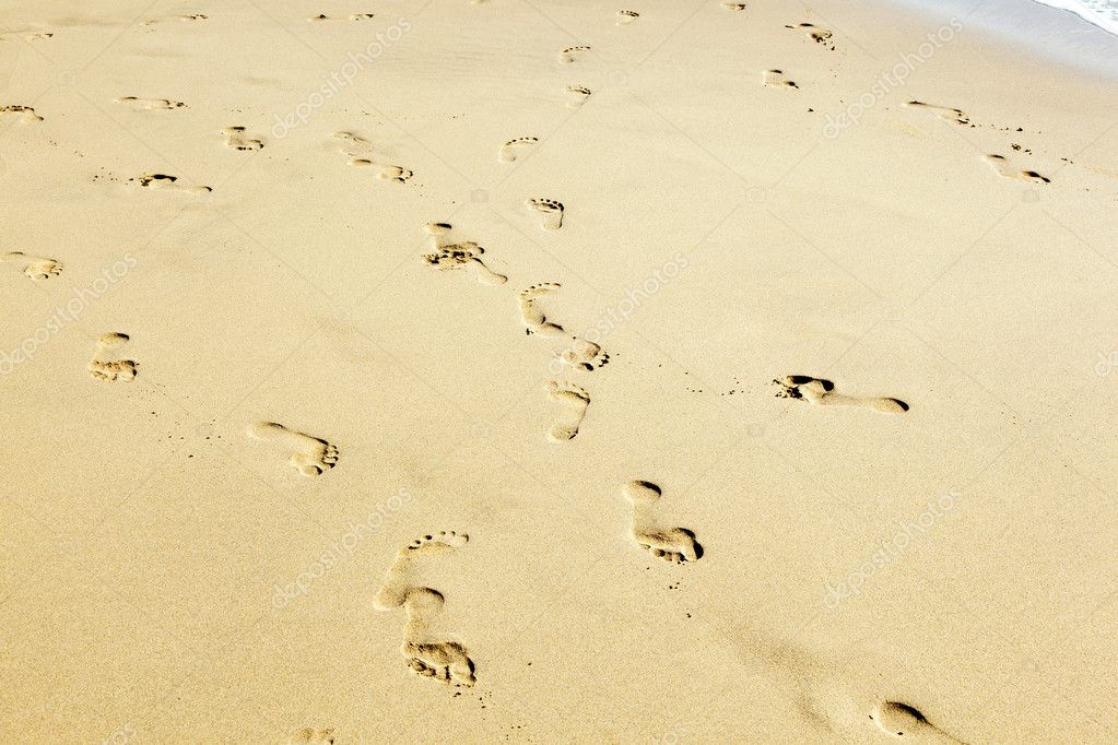 Human footsteps at the clean sandy beach Stock Photo by ©Hackman 17122243