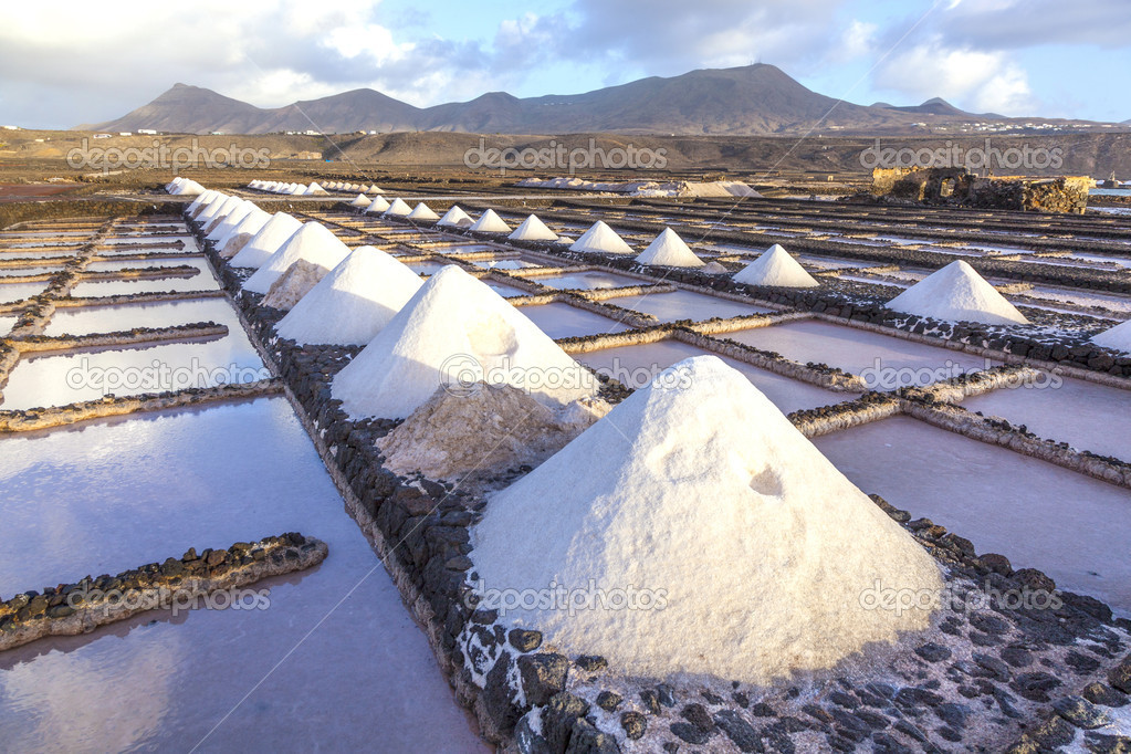 Salt refinery, Saline from Janubio, Lanzarote, Spain Stock Photo by ...