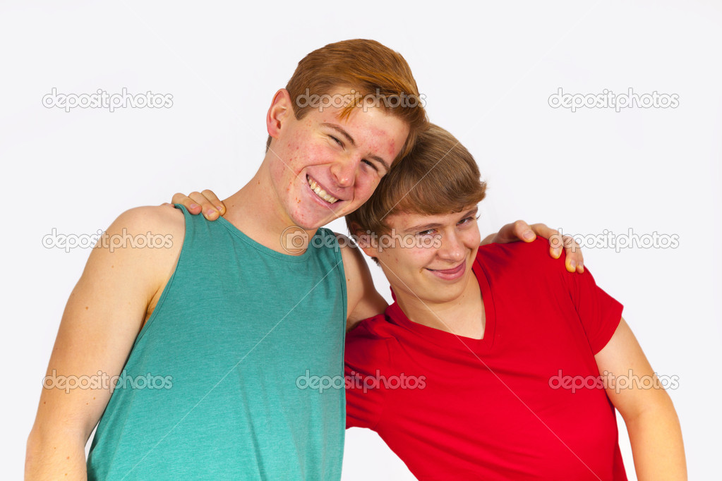 Brothers make jokes together and have fun together — Stock Photo ...