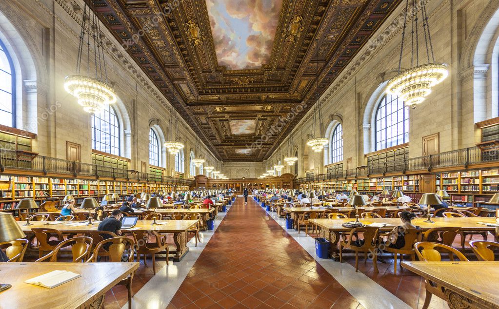 People study in the New York Public Library in New York – Stock ...
