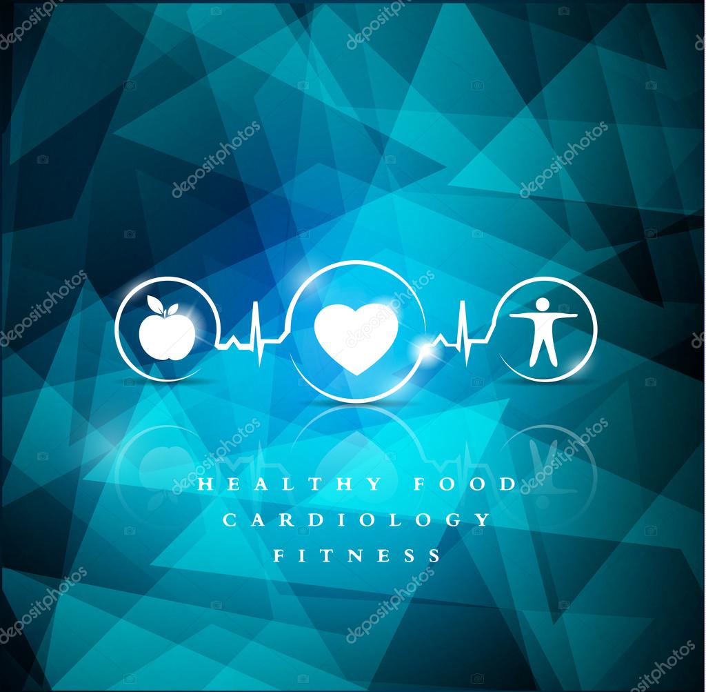 Health icons on a bright blue geometric background Stock Vector Image ...