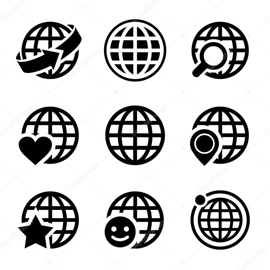Globe earth vector icons set — Stock Vector © in8finity #36393845 Globe earth vector icons set — Stock Vector © in8finity #36393845