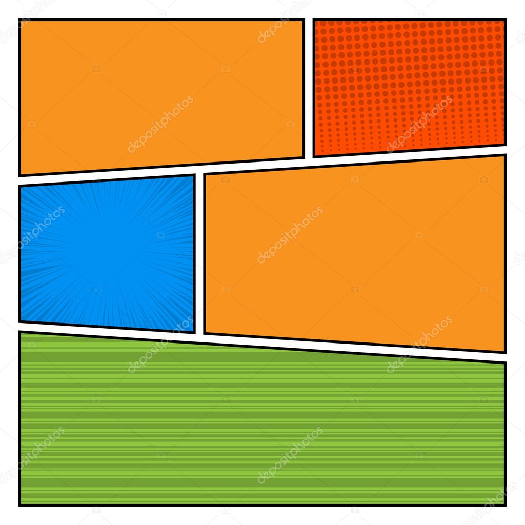 Comics Color pop art style blank layout template with dots pattern ...