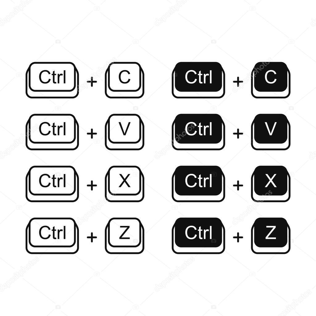 Conjunto de atajos de teclado. Cortar copiar pegar y deshacer ...