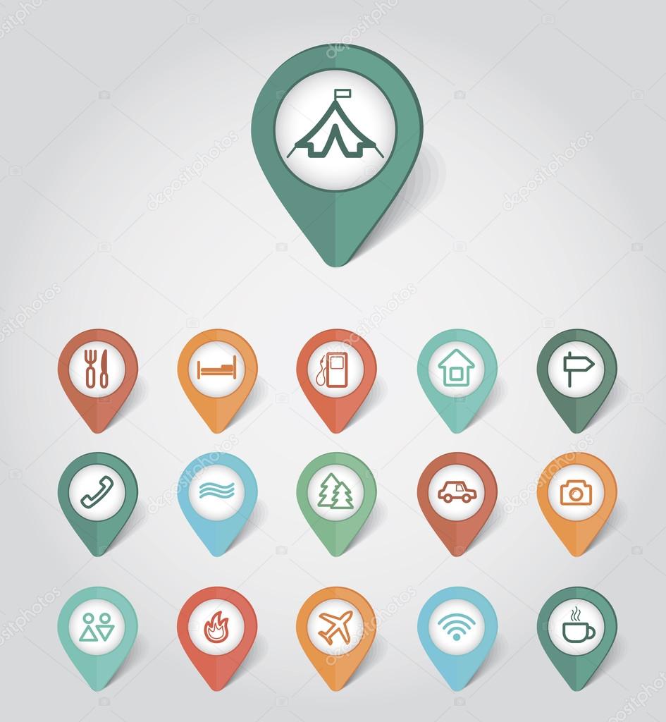 Mapping pins icons travel — Stock Vector © ayra #50005761 Mapping pins icons travel — Stock Vector © ayra #50005761