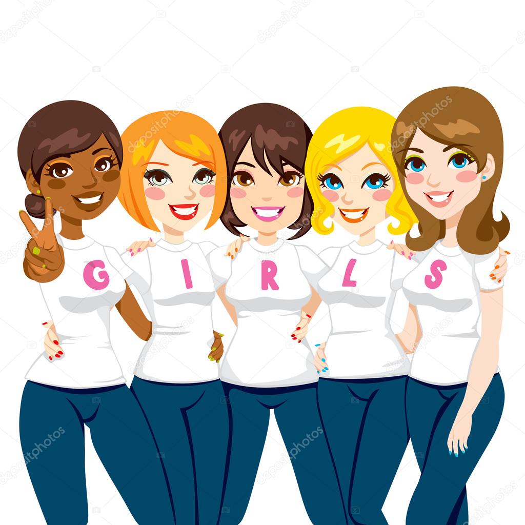 Girl Power Friends — Stock Vector © Kakigori #15636411