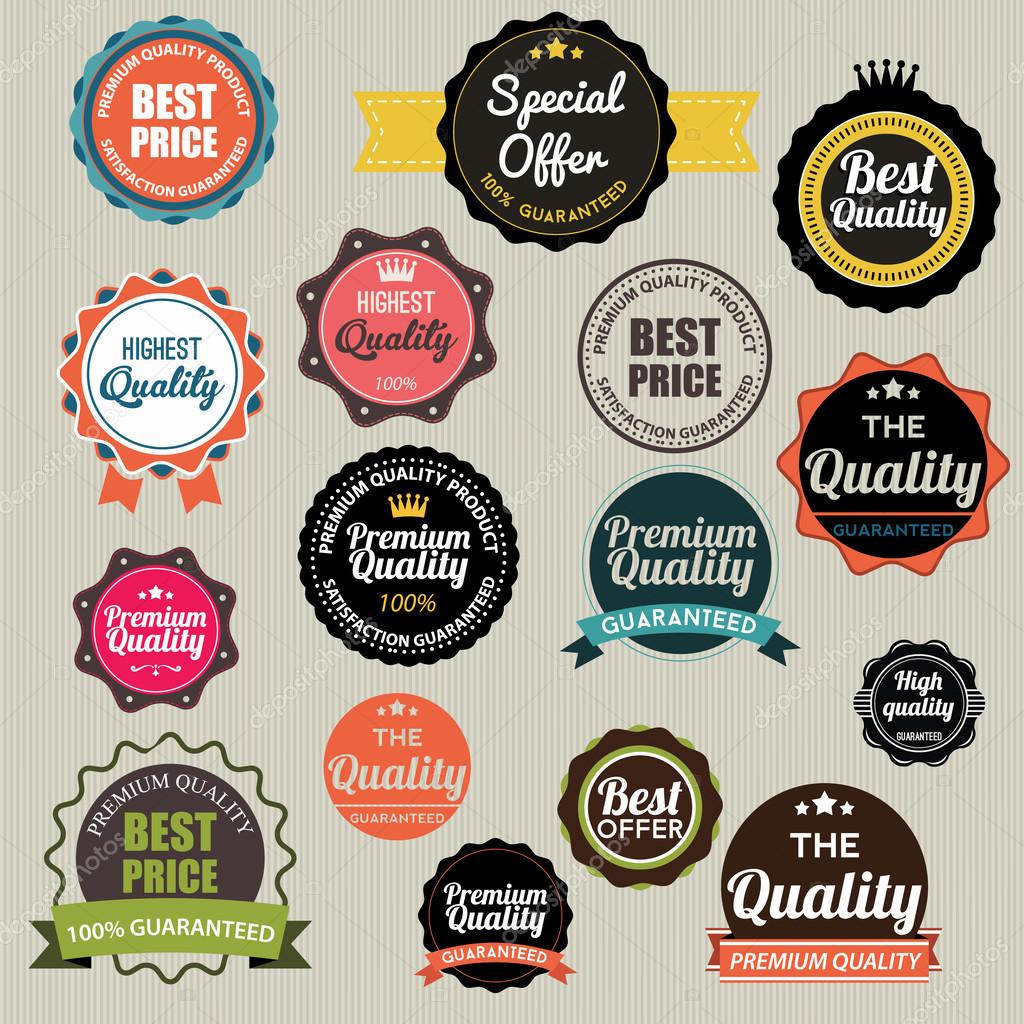 Set of vector stickers and ribbons — Stock Vector © royalty #50303141