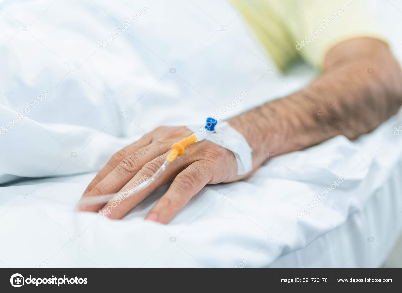 Cropped Image Drip Patient Hand — Stock Photo © royalty #591726178