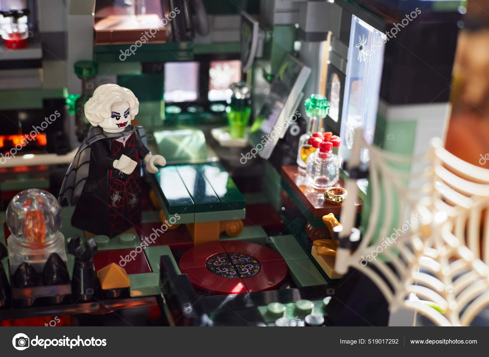 Lego custom minifigure Vampire Queen in Spooky Castle room. Classic ...