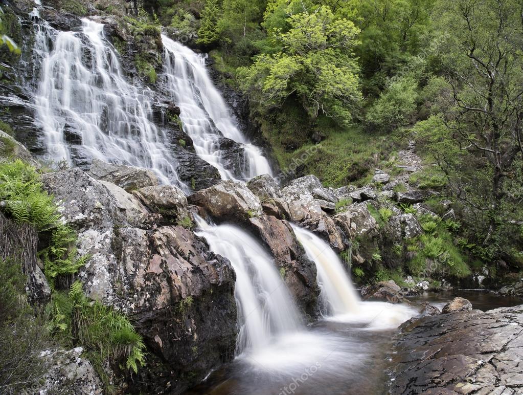 Rhiwargor Waterfall landscape in Snowdonia National Park during Stock ...