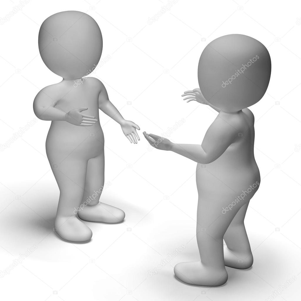 Conversation Between Two 3d Characters Shows Communication — Stock ...