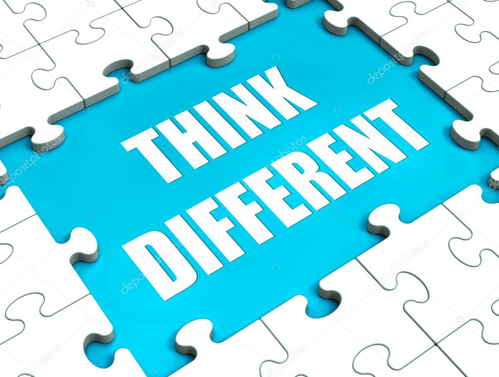 Think Different Puzzle Shows Thinking Outside the Box Stock Photo by ...