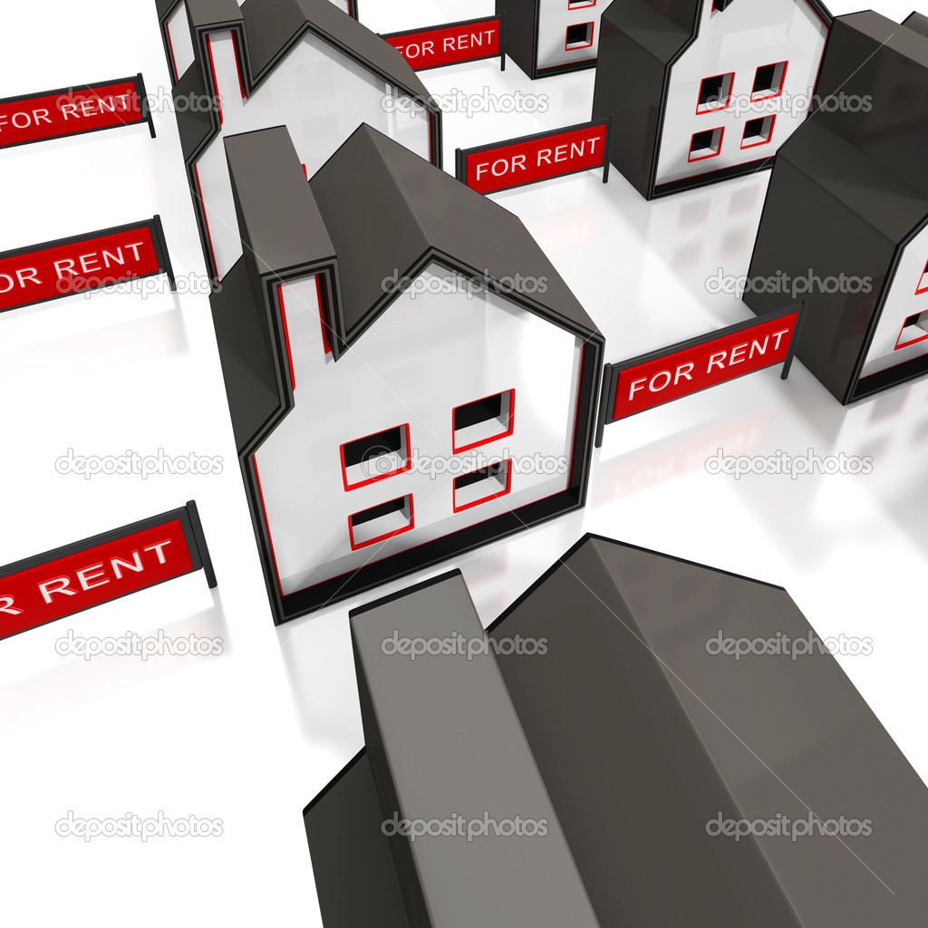 House For Rent Sign Showing Rental — Stock Photo © stuartmiles #32850615