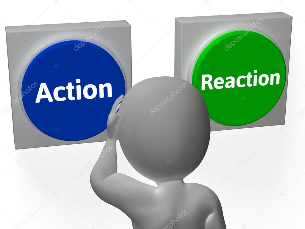 Action Reaction Buttons Show Control Or Effect Stock Photo by ...