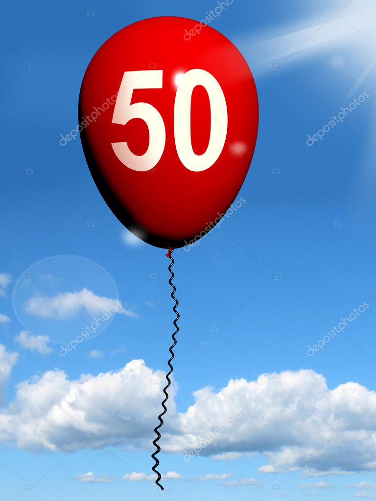 50 Balloon Shows Fiftieth Happy Birthday Celebration Stock Photo by ...