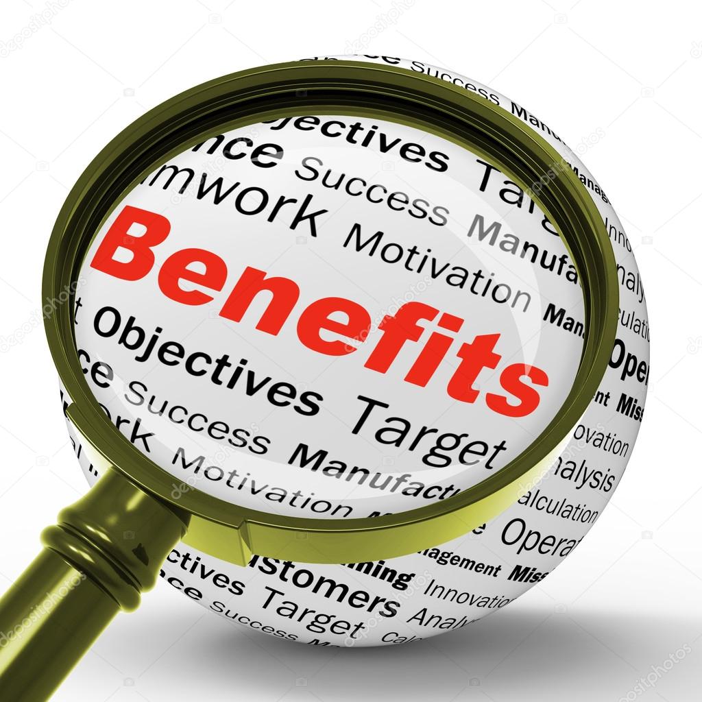 Benefits Magnifier Definition Means Advantages Or Monetary Bonus Stock ...