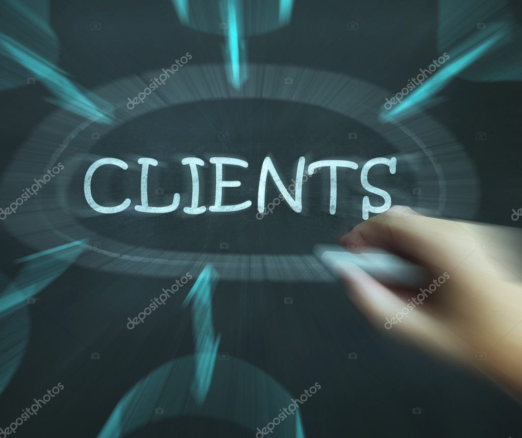 Clients Diagram Shows Customers Consumers And Clientele Stock Photo by ...