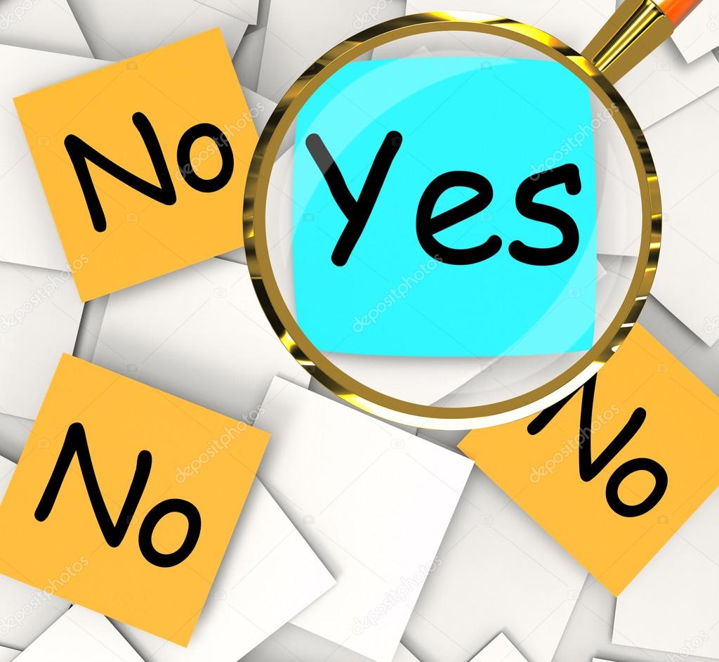 Yes No Post-It Papers Mean Positive Or Negative Response — Stock Photo ...
