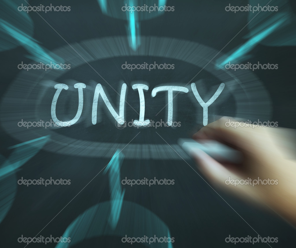 Unity Diagram Means Working As Team And Cooperation — Stock Photo ...
