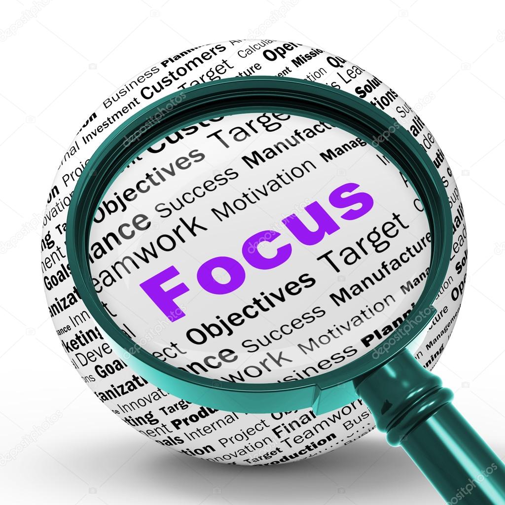 Focus Magnifier Definition Shows Concentration And Targeting Stock ... Focus Magnifier Definition Shows Concentration And Targeting Stock ...