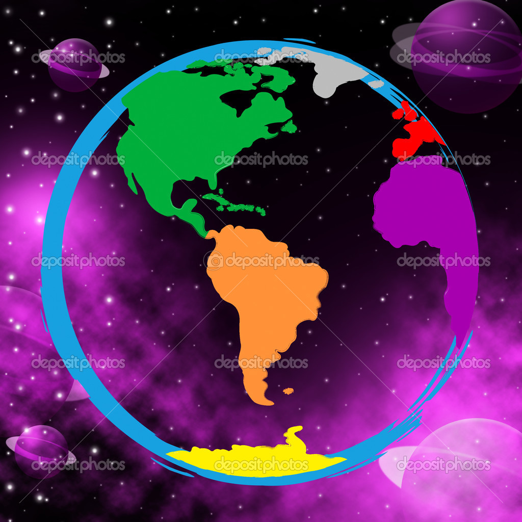 Colourful Planets Shows Solar System And Globalise — Stock Photo ...