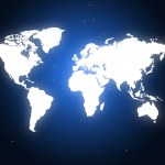 Light blue world map on dark blue background, Elements of this image ...