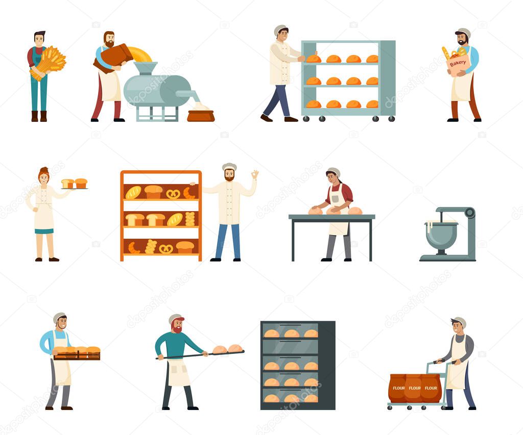 Panaderos. personas en la cocina preparando la industria de producción ...