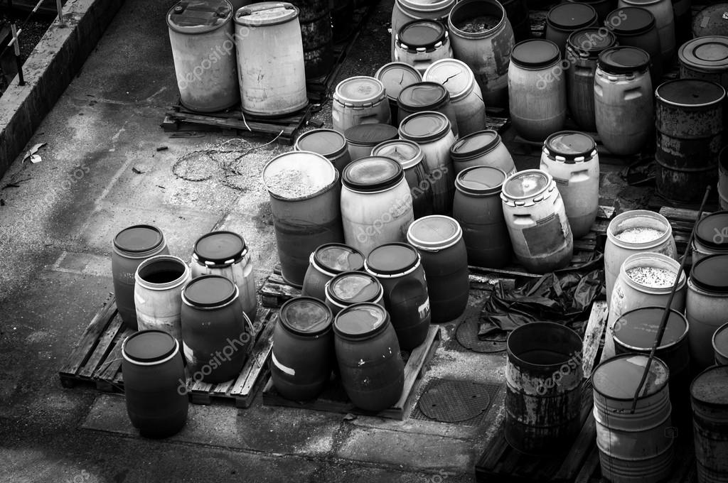 Chemical waste dump with a lot of barrels — Stock Photo © svedoliver ...