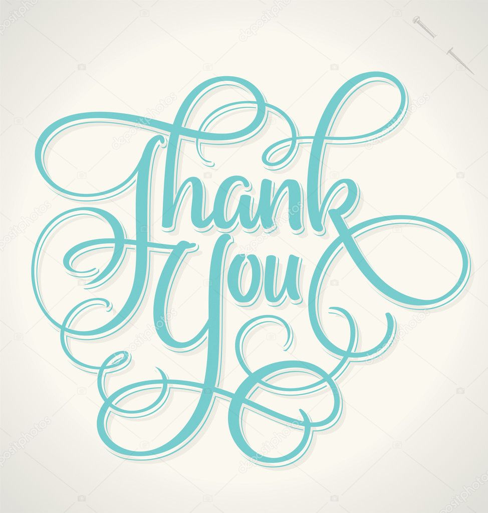 THANK YOU hand lettering, vector illustration. Hand drawn lettering ...