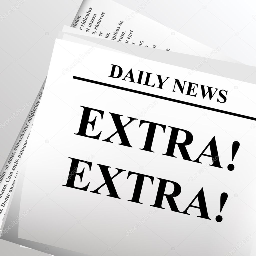 Newspaper headline Extra Extra vector illustration — Stock Photo ...