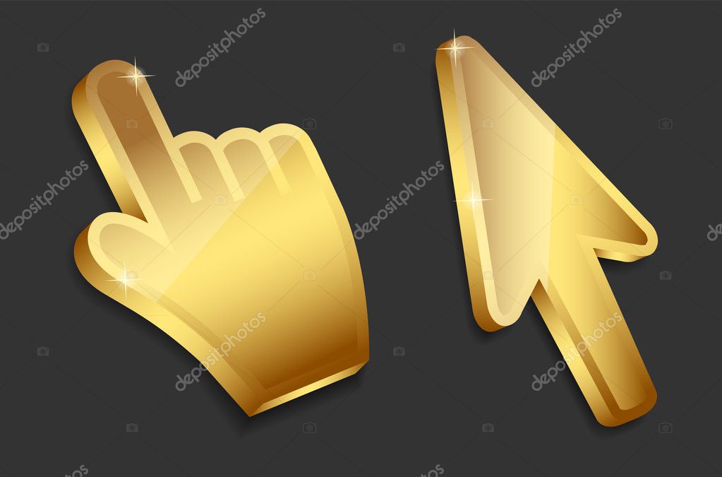 Mouse hand and arrow gold cursors vector illustration Stock Vector ...