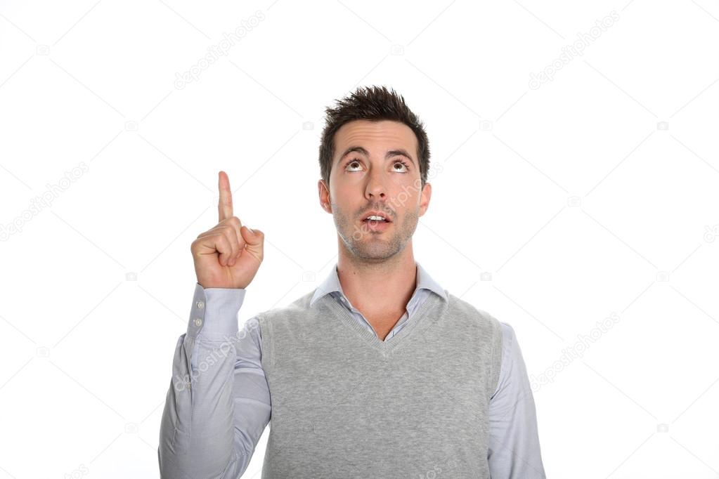 Guy showing something Stock Photo by ©Goodluz 35264243