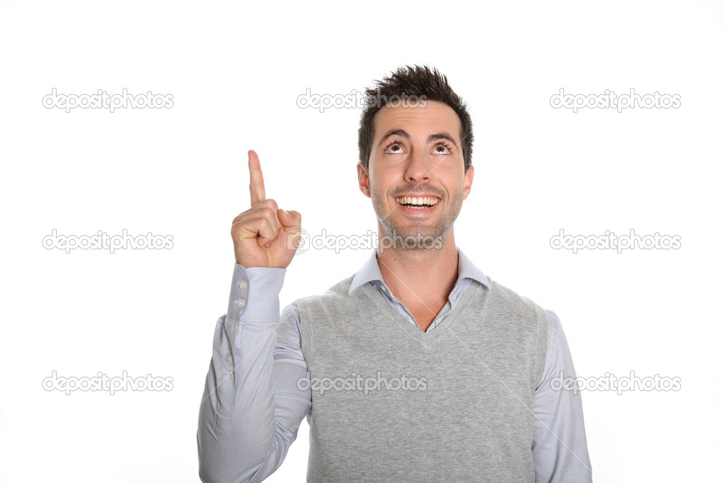 Guy showing something Stock Photo by ©Goodluz 35264253