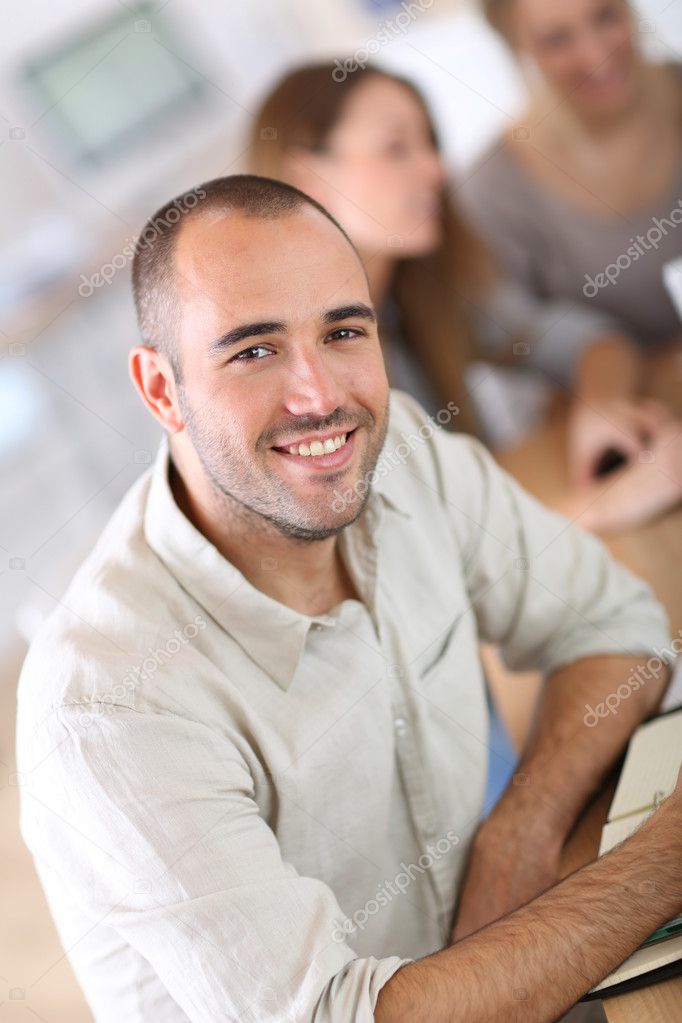 Man attending business school project — Stock Photo © Goodluz #35311441
