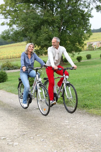 Senior couple riding bicycle - Stock Image - Everypixel