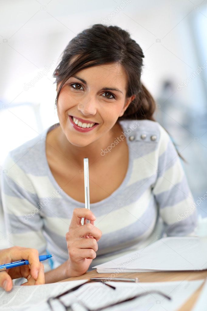 Woman preparing exam — Stock Photo © Goodluz #43755211