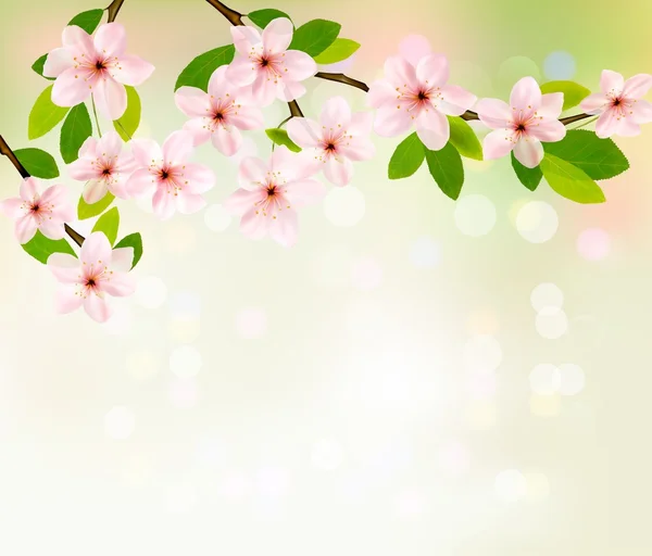 Spring background with a blossoming tree and a bike. Vector. Stock ...