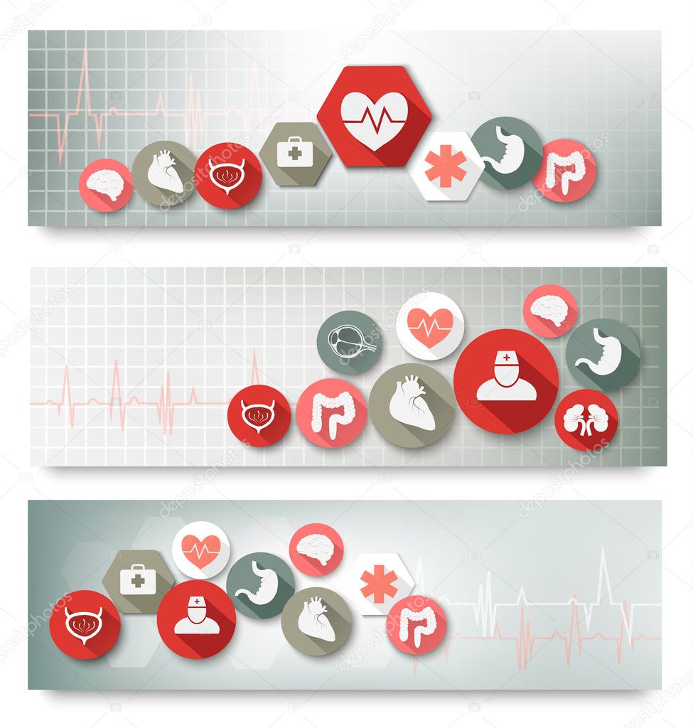 Three medical banners with icons. Vector. Stock Vector Image by ...