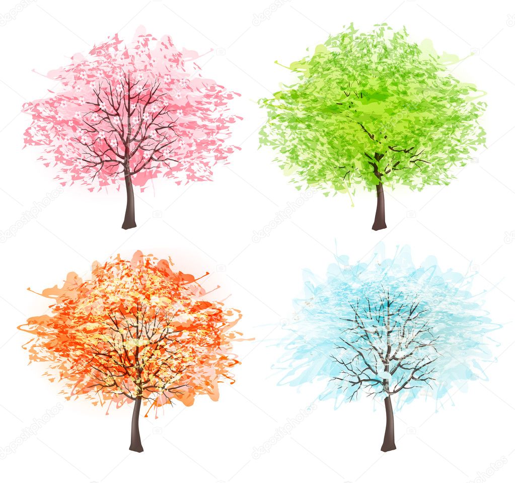 Cuatro estaciones - primavera, verano, otoño, invierno. Árbol de arte ... Cuatro estaciones - primavera, verano, otoño, invierno. Árbol de arte ...