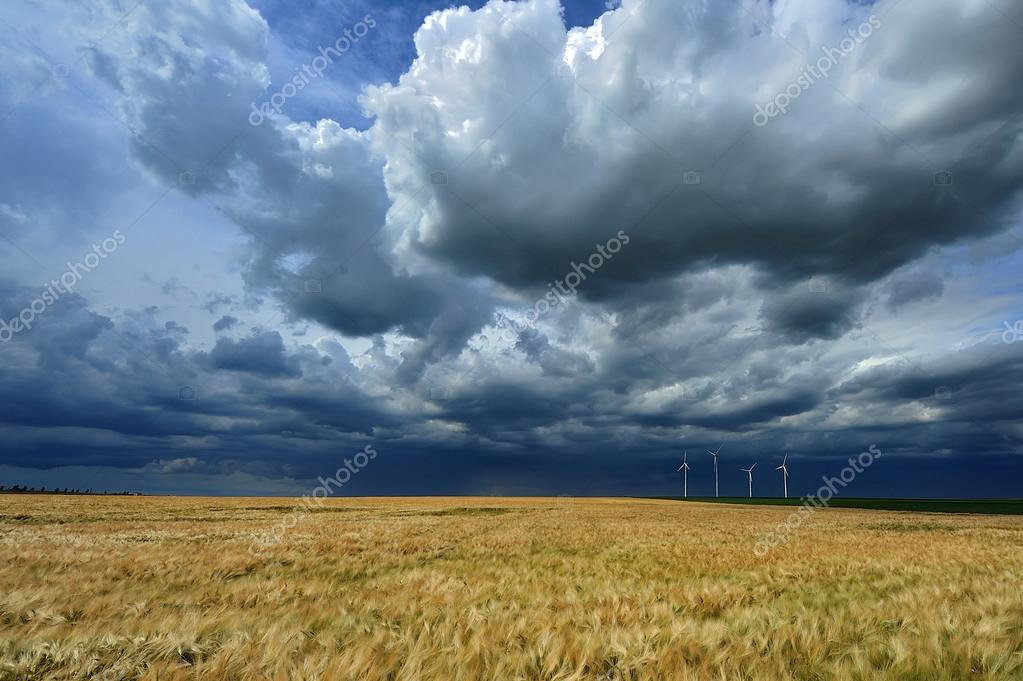 Storm dark clouds over field — Stock Photo © razvanchirnoaga #37577073