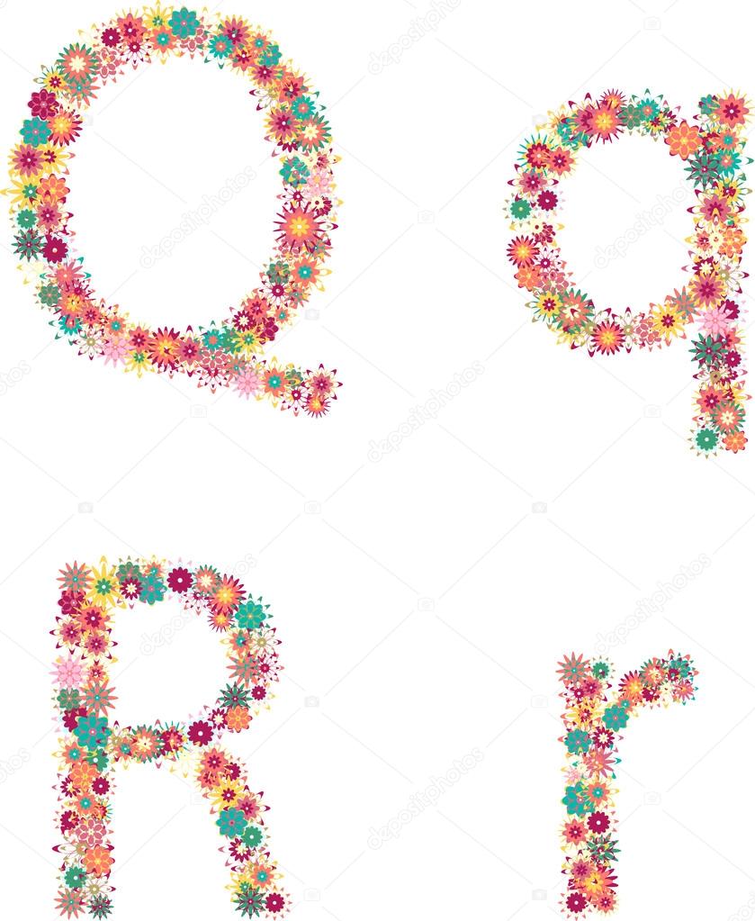 Abjad bahasa Inggris dari huruf bunga Vektor Stok oleh ©Smirno 35617771